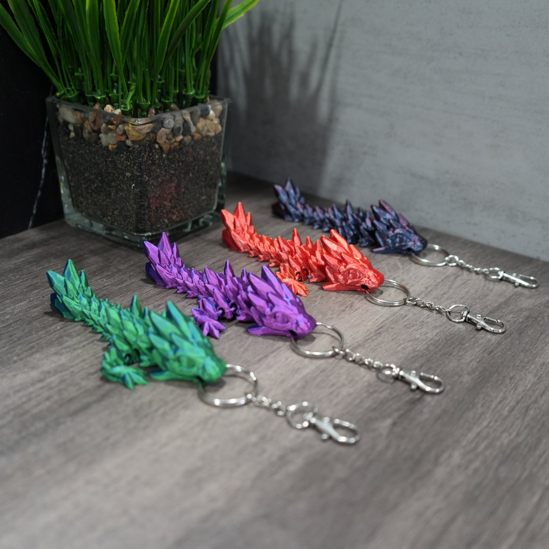 Gemstone Dragon Keychains | Fidget Keychains | Flexi | Articulating ...