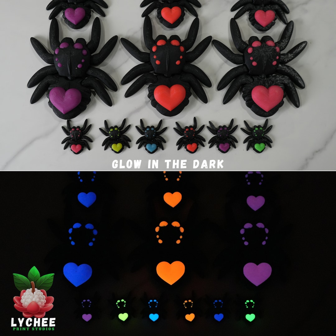 Articulated Heart Spiders | Glow in the Dark | Anniversary Gift ...