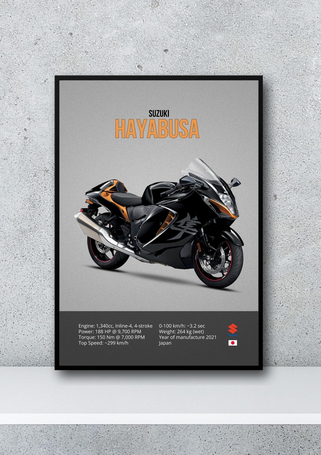 Suzuki Hayabusa 2021 - Digital Motorbike Prints Motor Line Art for A ...