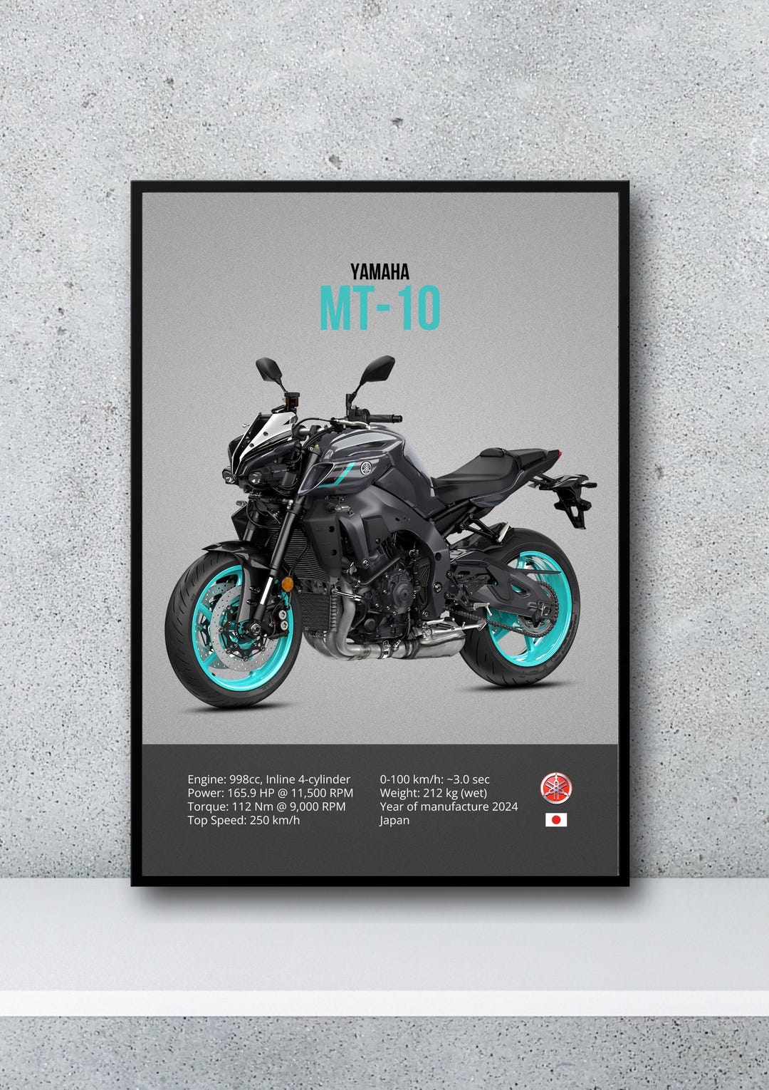 YAMAHA MT-10 [cyan] 2024 - Motorcycle Wall Art Poster for Riders ...