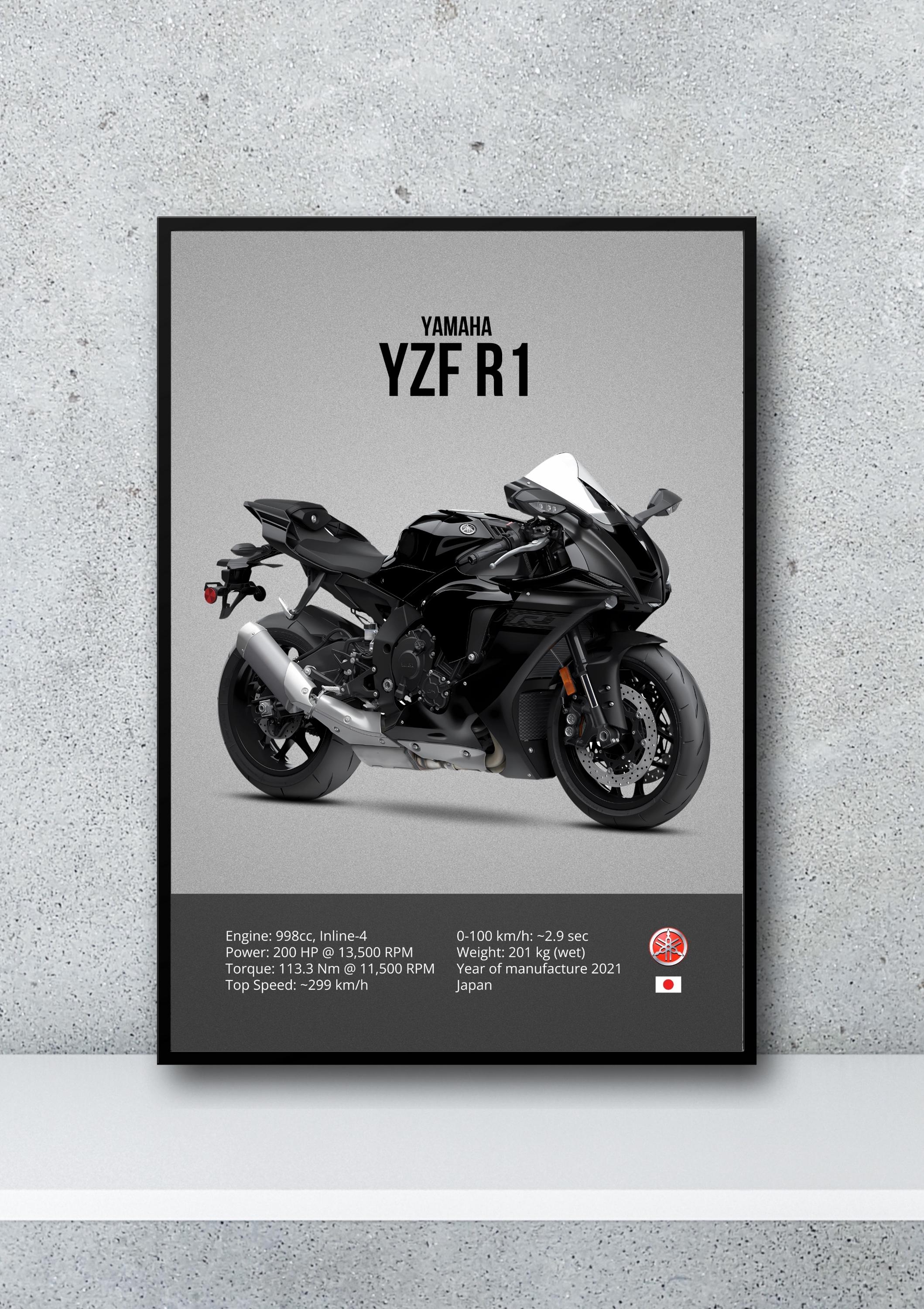 Yamaha R1 2021 Poster: Black Motorcycle Wall Art (digital Download) - Etsy