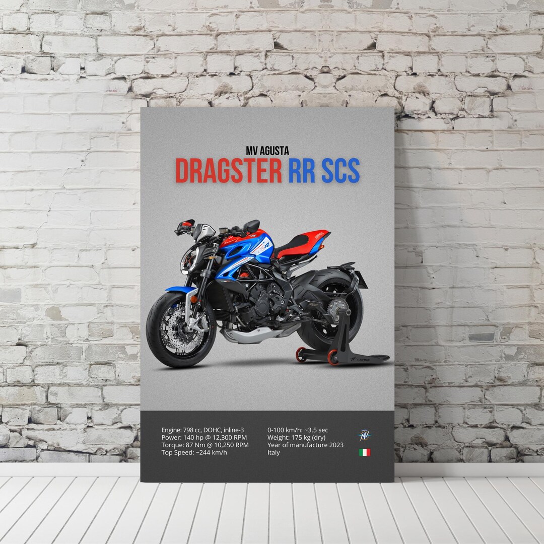 MV Agusta Dragster RR SCS Motorcycle Art Print, Italian Motorbike ...