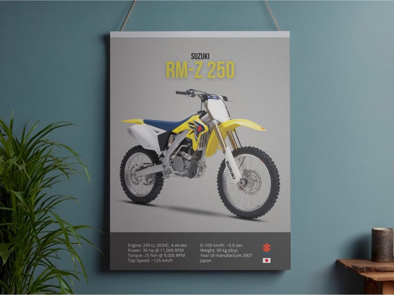 Suzuki RM-Z 250 Motorcycle Poster | Motorrad Wall Art (digital Download ...