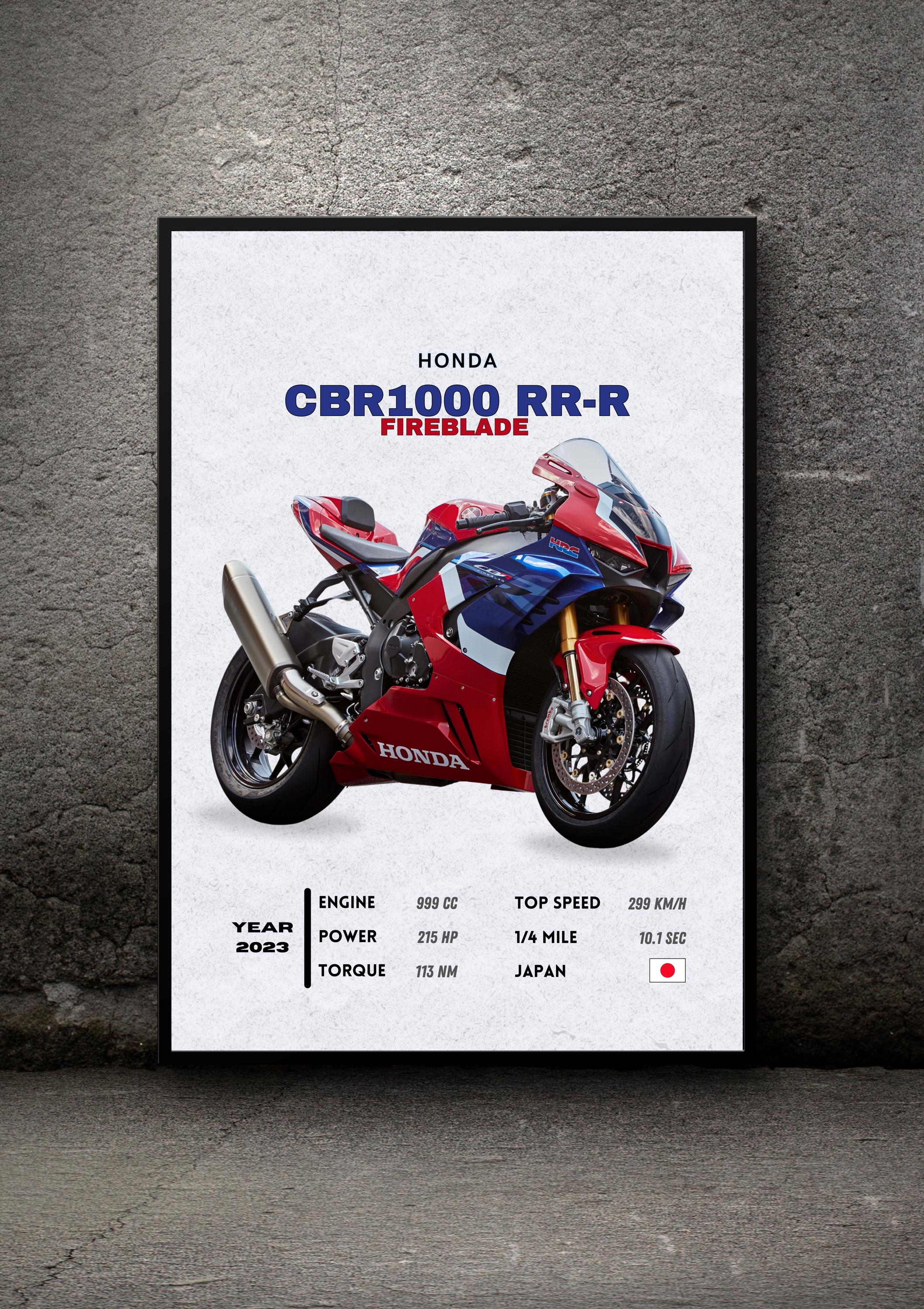 Honda CBR1000 RR-R Fireblade 2023, Honda Poster, CBR, Rr-r Fireblade, Motorcycle Poster ...