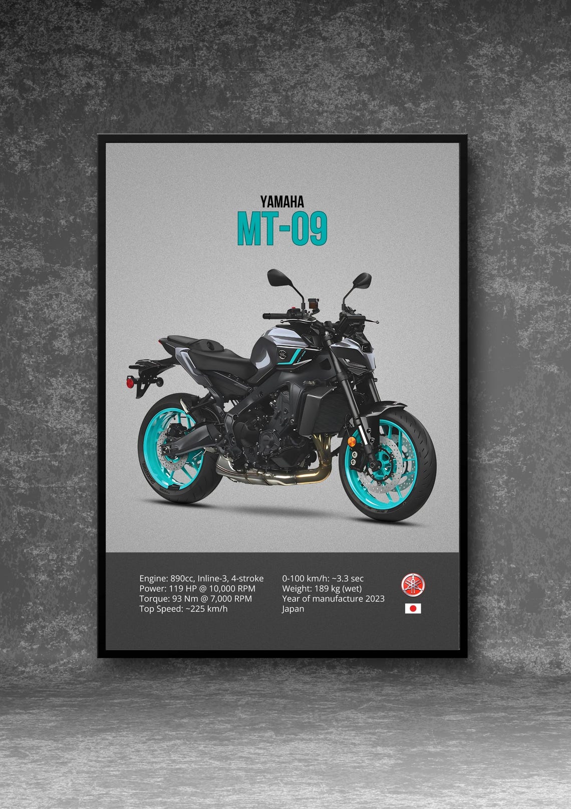 Yamaha MT-09 [cyan] Print: Motorcycle Line Art (digital Download) - Etsy
