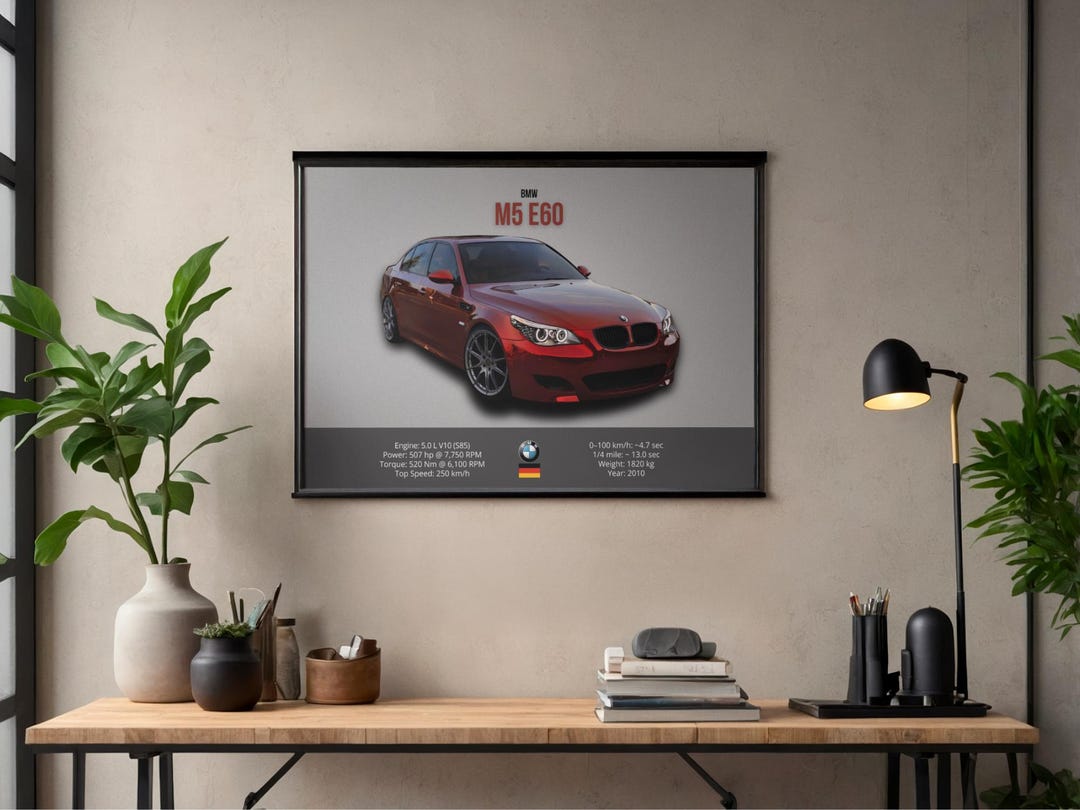 BMW M5 E60 2010 | Car Poster Wall Art Gift for Him Automotive Home ...