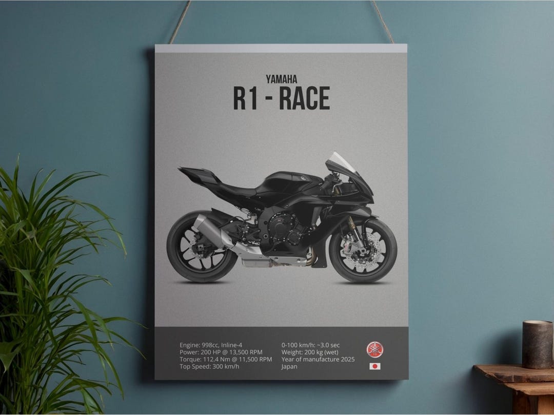 Yamaha R1 Race 2025 | Motorcycle Poster Wall Art Gifts for Him Gifts ...