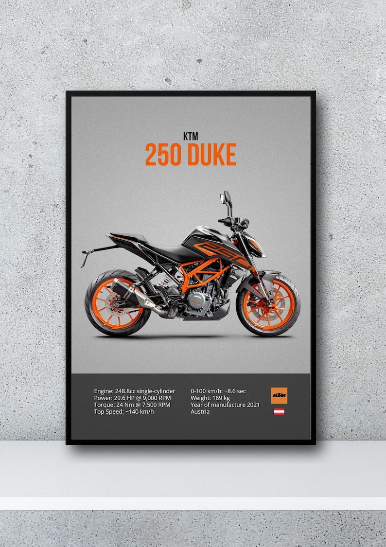 KTM 250 Duke Line Art Print: Motorcycle Poster (digital Download) - Etsy