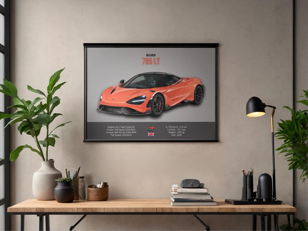 Mclaren 765LT Car Poster | Automotive Wall Art (digital Download) - Etsy