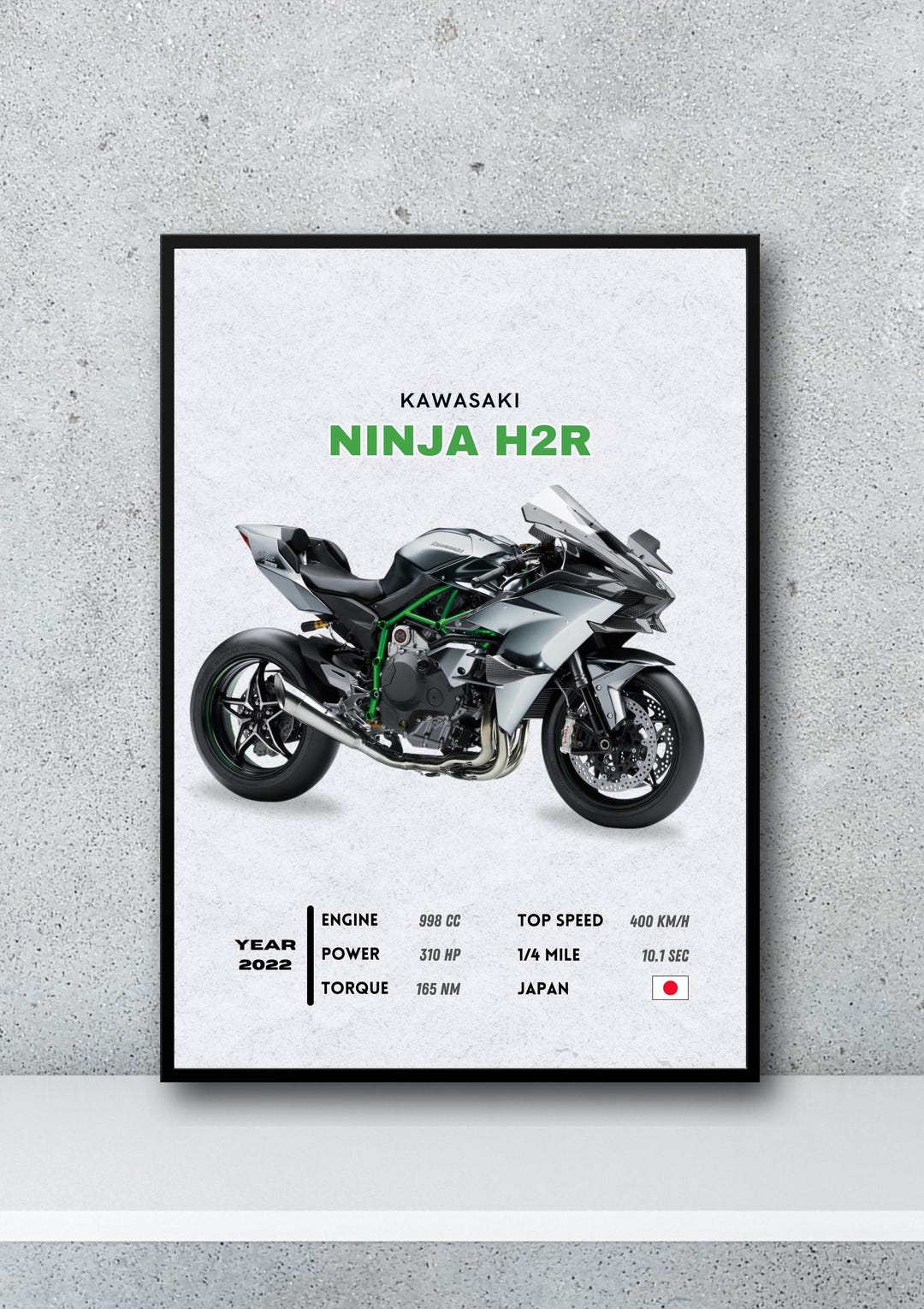 Kawasaki NINJA H2R, Kawasaki Poster, Ninja, H2r, Motorcycle Poster ...