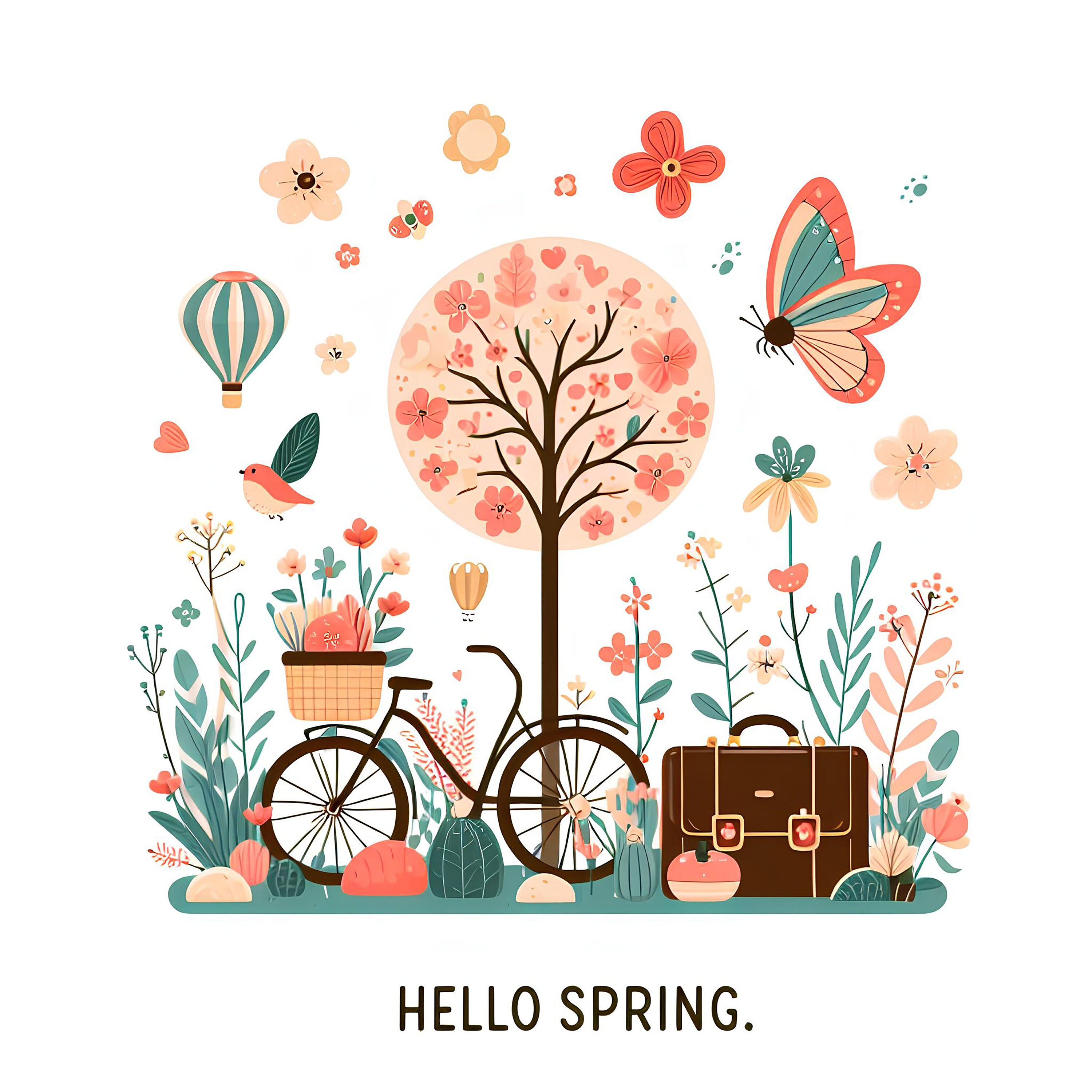 Set of 13 Hello Spring Digital Papers Pack,illustrations,digital ...