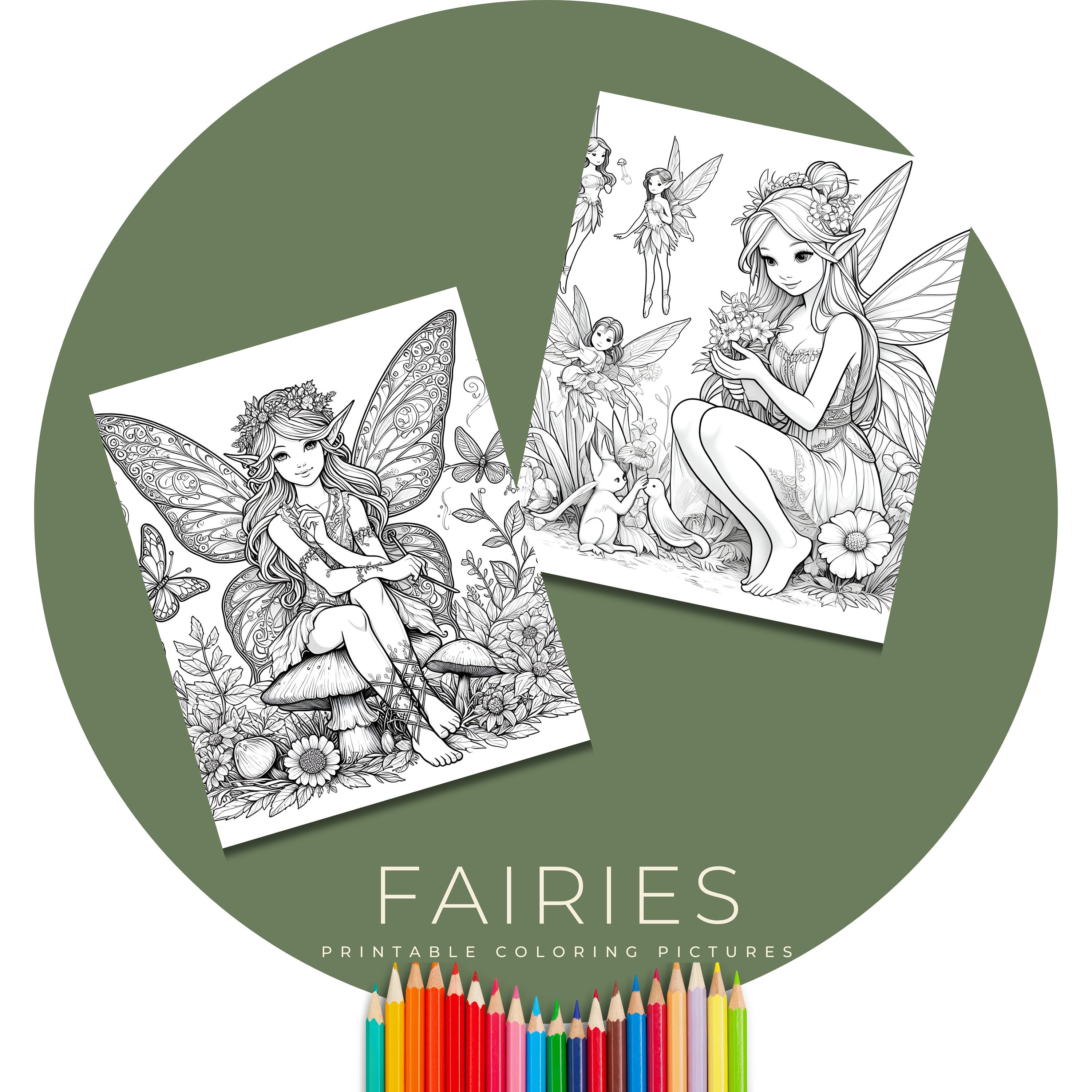 Set of 30 Fairies Coloring Pages for Kids,digital Download,coloring ...