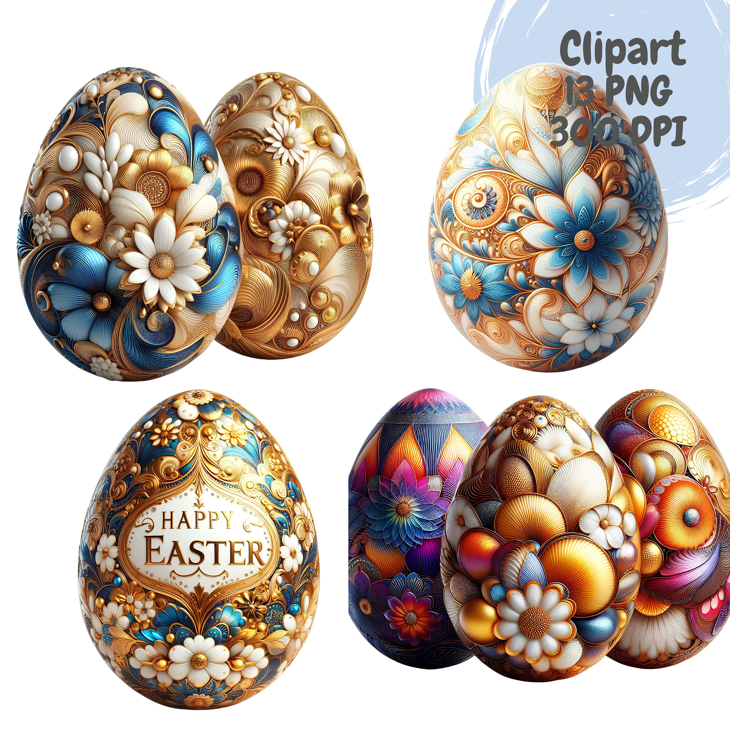 Easter Eggs Clipart Bundle, Easter Bunny Graphics ,easter Eggs Png ...