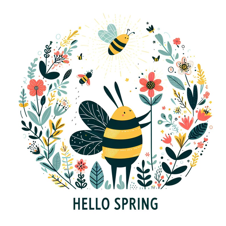 Set of 13 Hello Spring Digital Papers Pack,illustrations,digital ...
