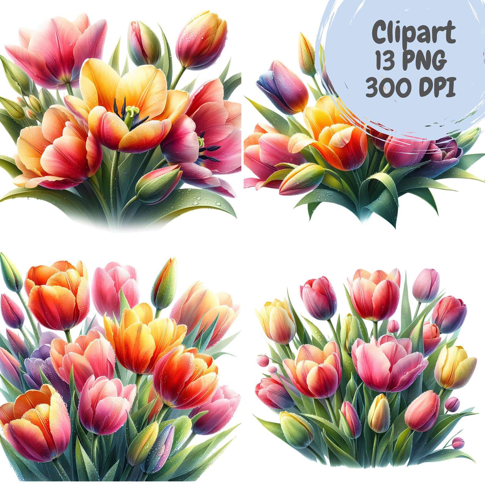 Spring Tulips Clipart, Flower Clipart, Flower Spring Tulips Clipart ...