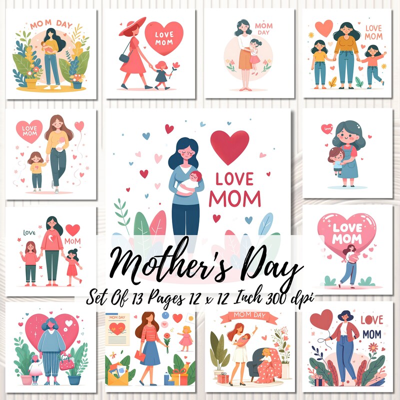 I Love Mom Clipart - Etsy