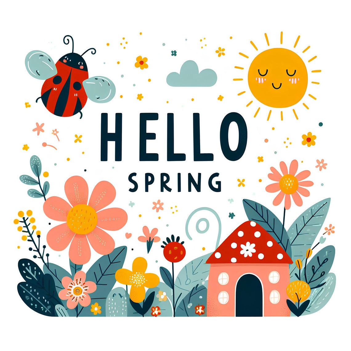 Set of 13 Hello Spring Digital Papers Pack,illustrations,digital ...