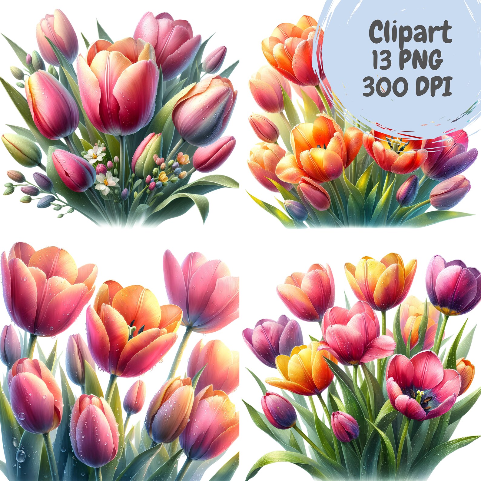 Spring Tulips Clipart, Flower Clipart, Flower Spring Tulips Clipart ...