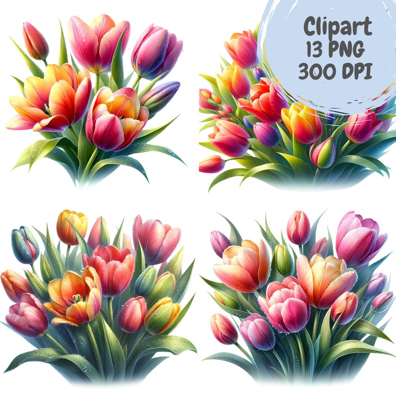 Spring Tulips Clipart, Flower Clipart, Flower Spring Tulips Clipart ...