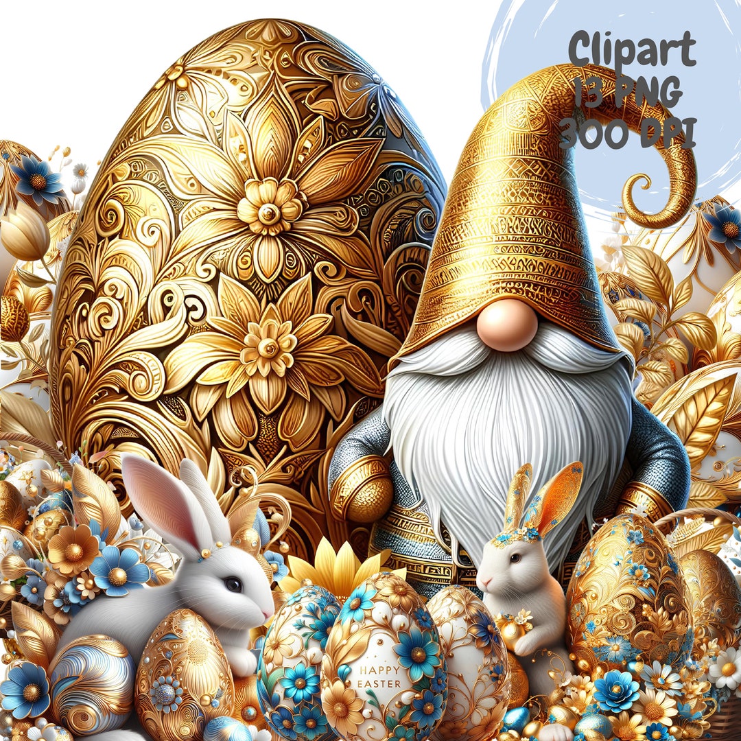 Easter Gnome,egg,bunny Clipart Bundle,easter Clipart, Transparent PNG ...