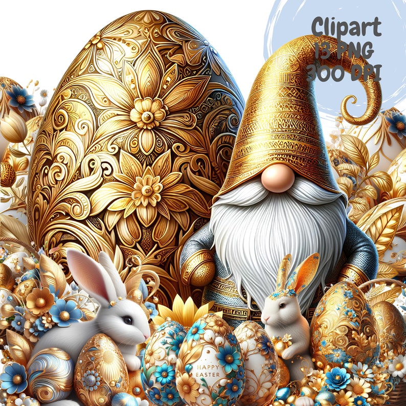 Easter Gnome,egg,bunny Clipart Bundle,easter Clipart, Transparent PNG ...