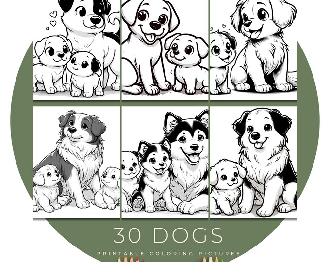 Dog-themed Coloring Pages-preschool-homeschool-motor Skills - Etsy Canada