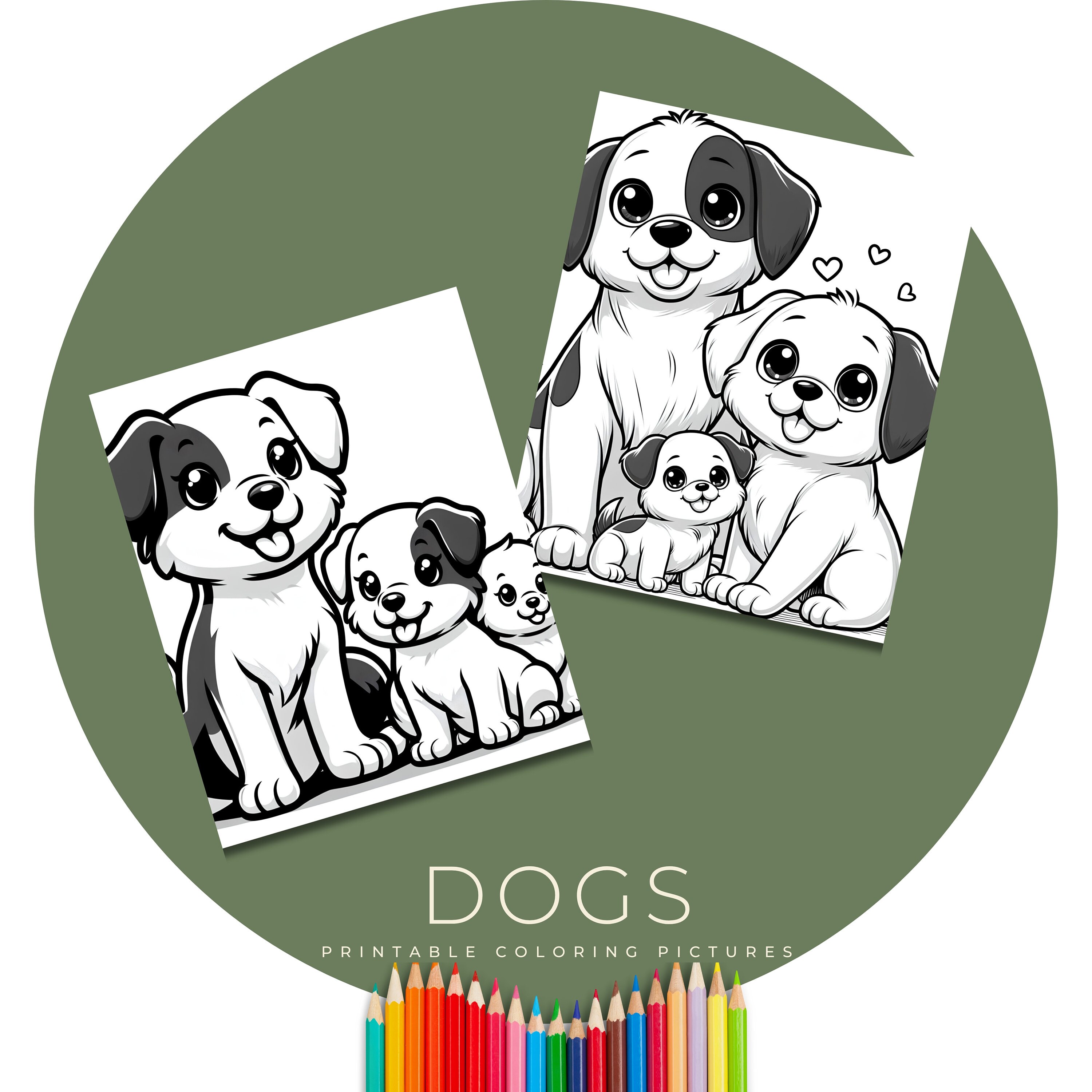 Set of 30 Dogs Coloring Pages for Kids,digital Download,coloring Book ...
