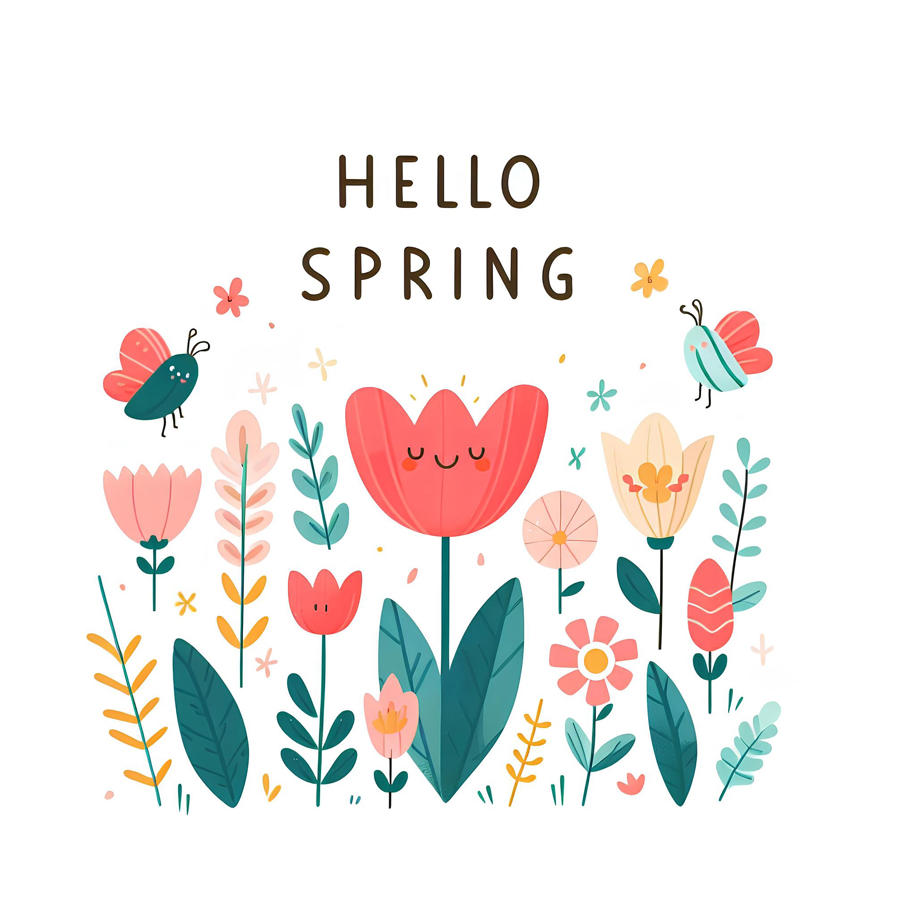 Set of 13 Hello Spring Digital Papers Pack,illustrations,digital ...