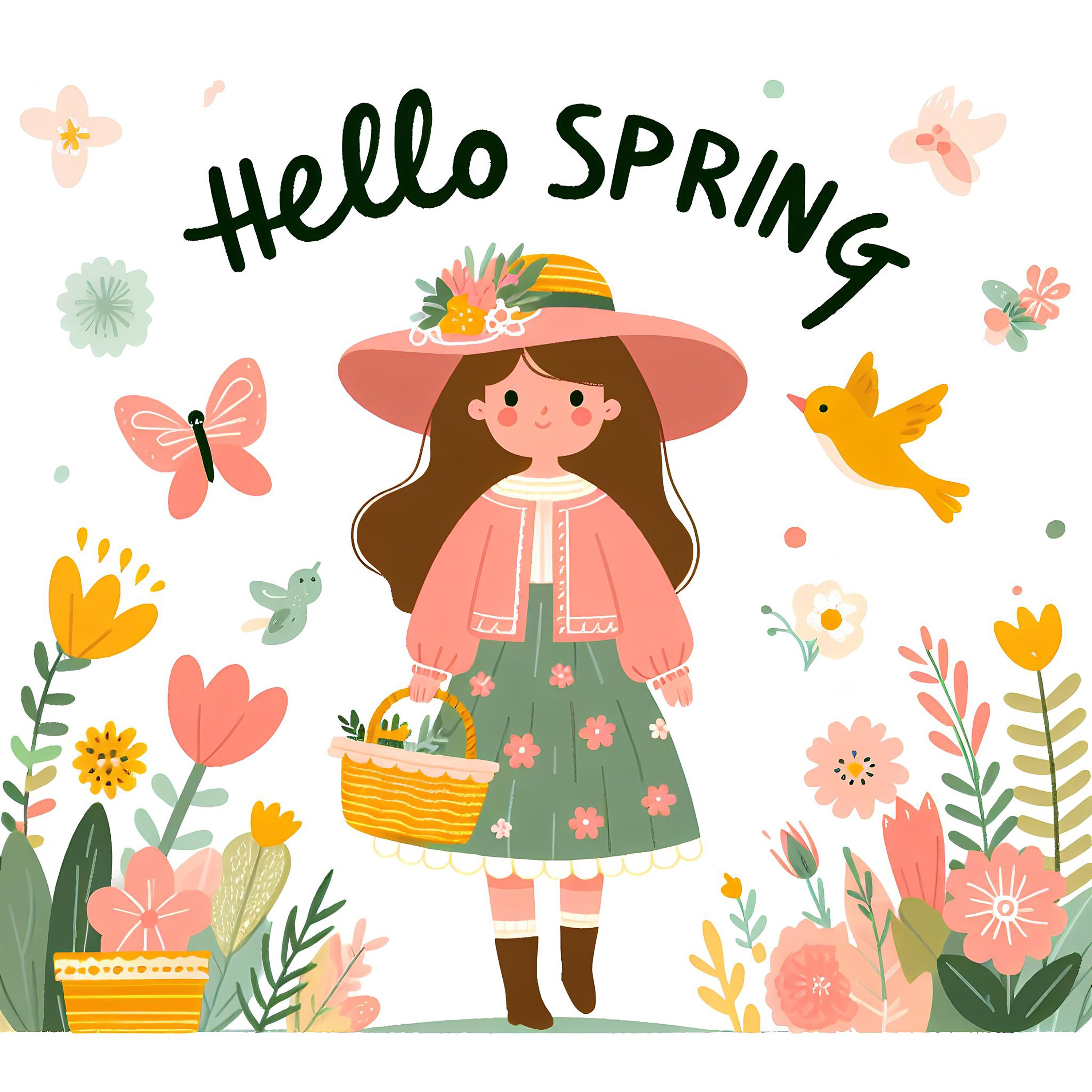 Set of 13 Hello Spring Digital Papers Pack,illustrations,digital ...