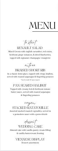 Minimalist Menu, Place Card, Place Setting, Printable & Editable ...