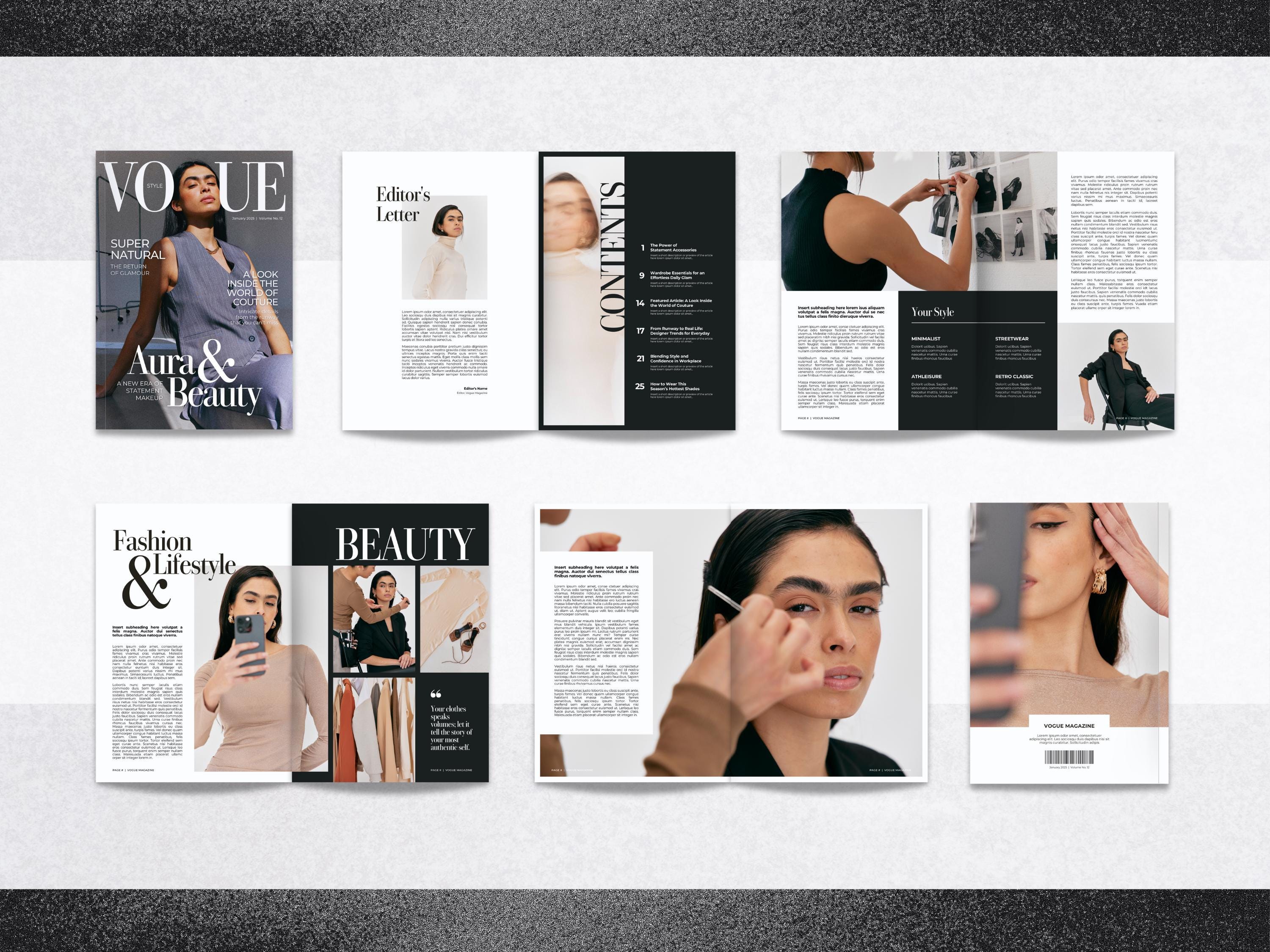 Vogue Magazine Template Canva | Customizable Magazine Cover Design ...