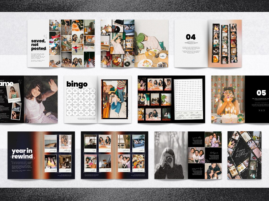 Polaroid Birthday Magazine Template Canva | Vintage Magazine Design ...