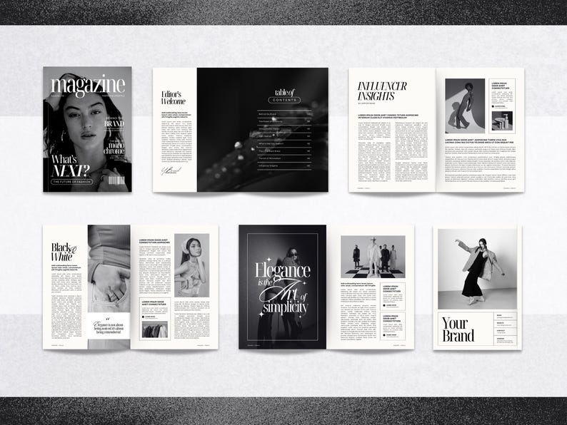 Magazine Ads Template Canva | Black and White Magazine Fashion Magazine ...
