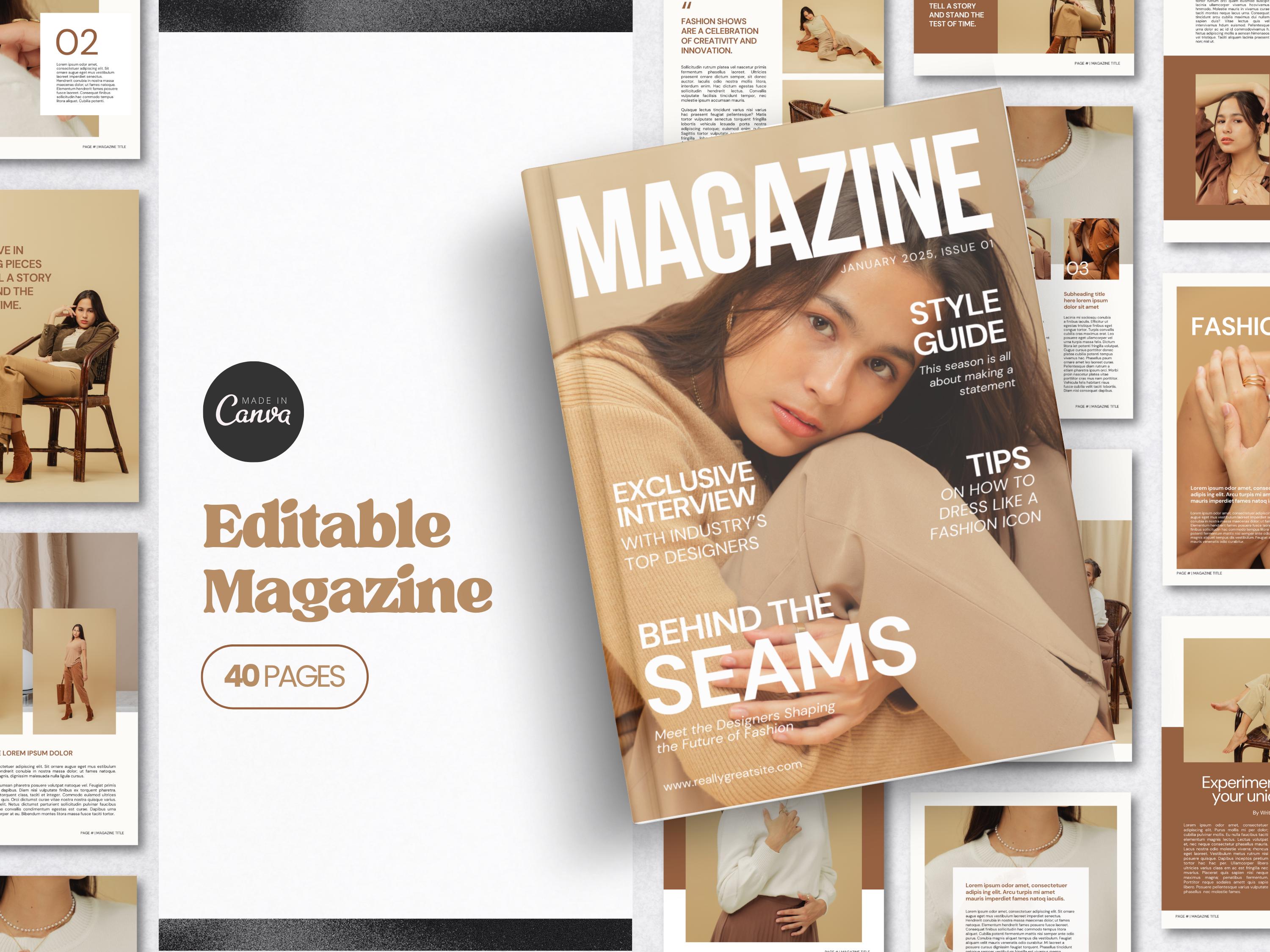 Magazine Template Canva | Digital Magazine Template PDF | Editorial ...