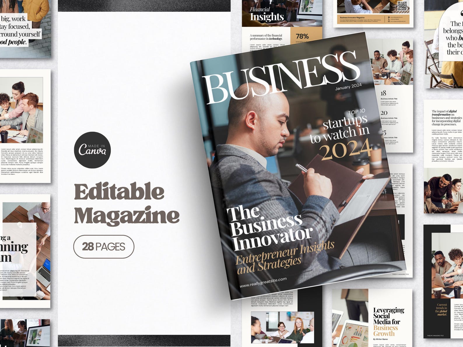 Business Magazine Template Canva | Editable Magazine for Business ...