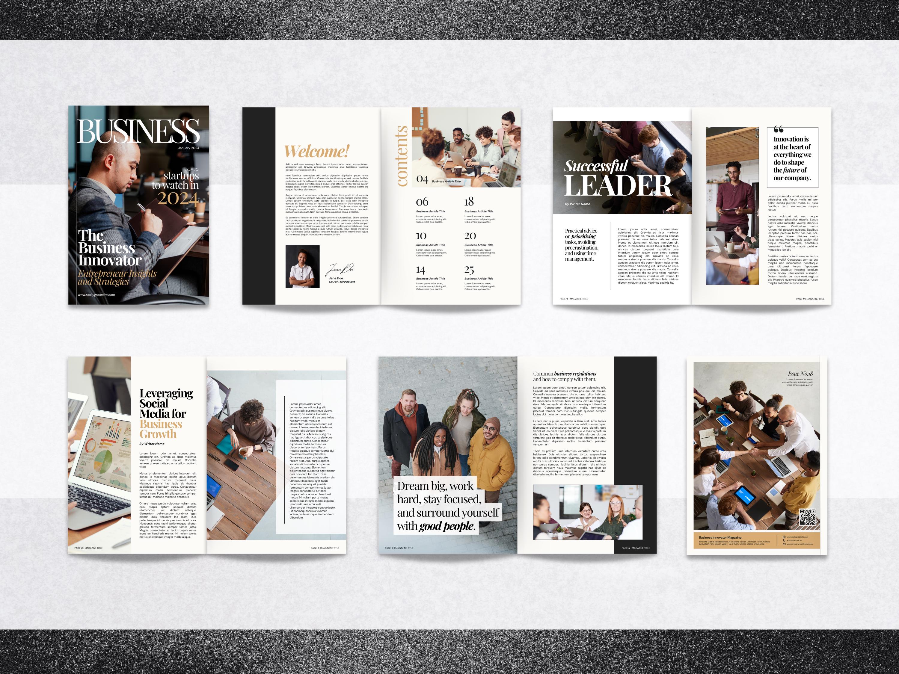 Business Magazine Template Canva | Editable Magazine for Business ...