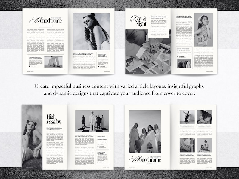 Magazine Ads Template Canva | Black and White Magazine Fashion Magazine ...