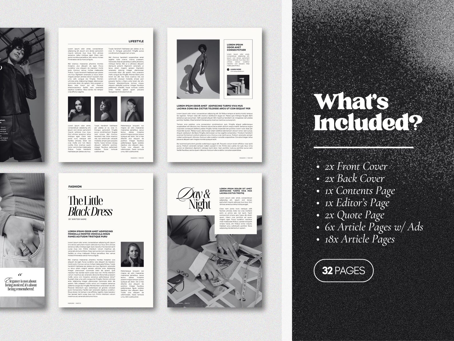 Magazine Ads Template Canva | Black and White Magazine Fashion Magazine ...