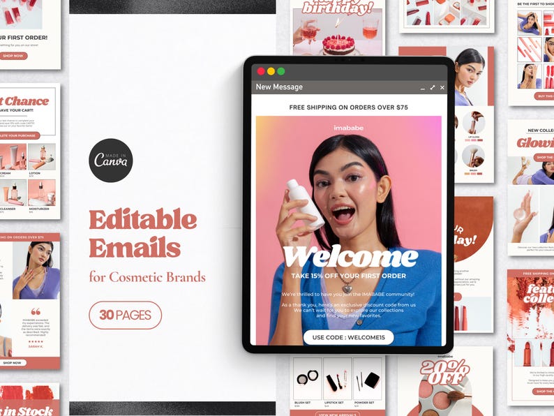 Beauty Marketing Emails Template | Ecommerce Email Template Canva ...