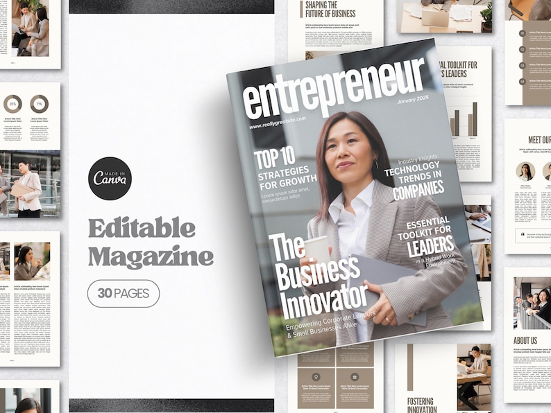 Business Magazine Template Canva | Ebook Template Business Workbook ...