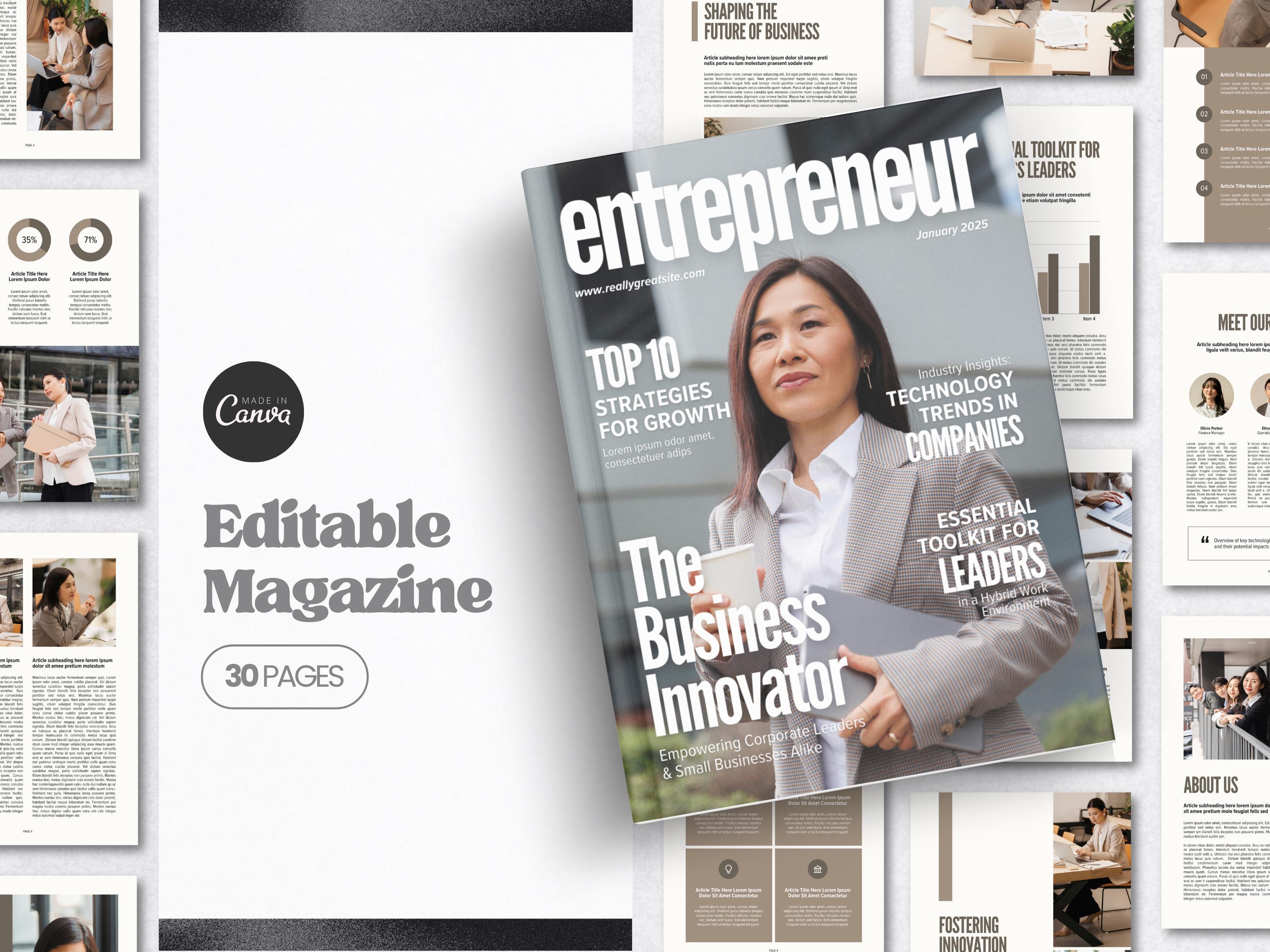 Business Magazine Template Canva | Ebook Template Business Workbook ...