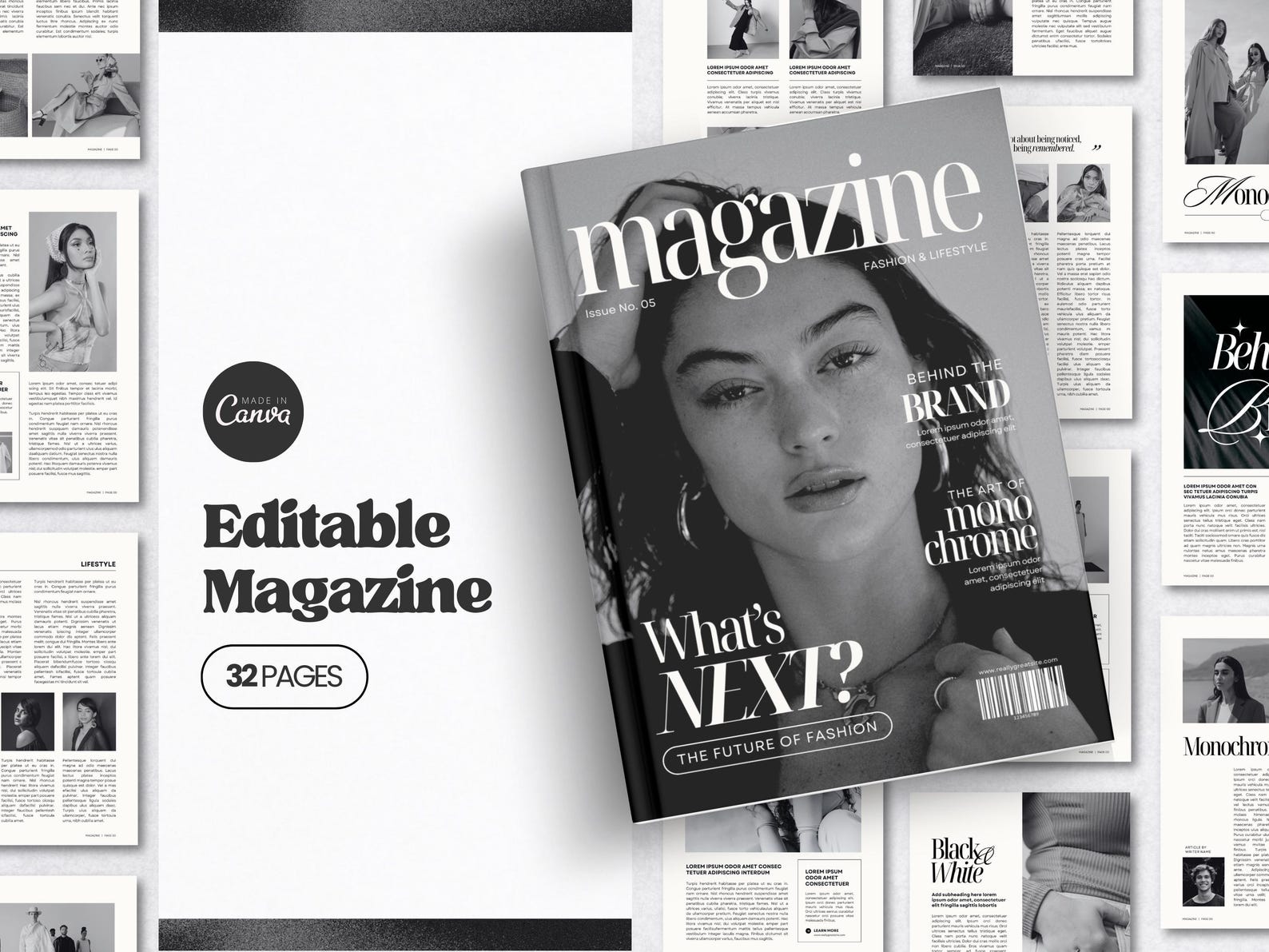Magazine Ads Template Canva | Black and White Magazine Fashion Magazine ...