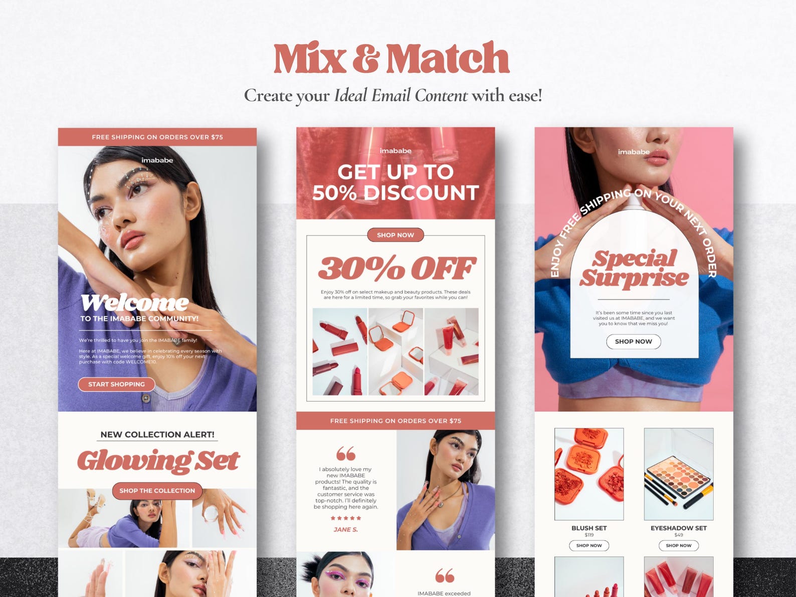 Beauty Marketing Emails Template | Ecommerce Email Template Canva ...