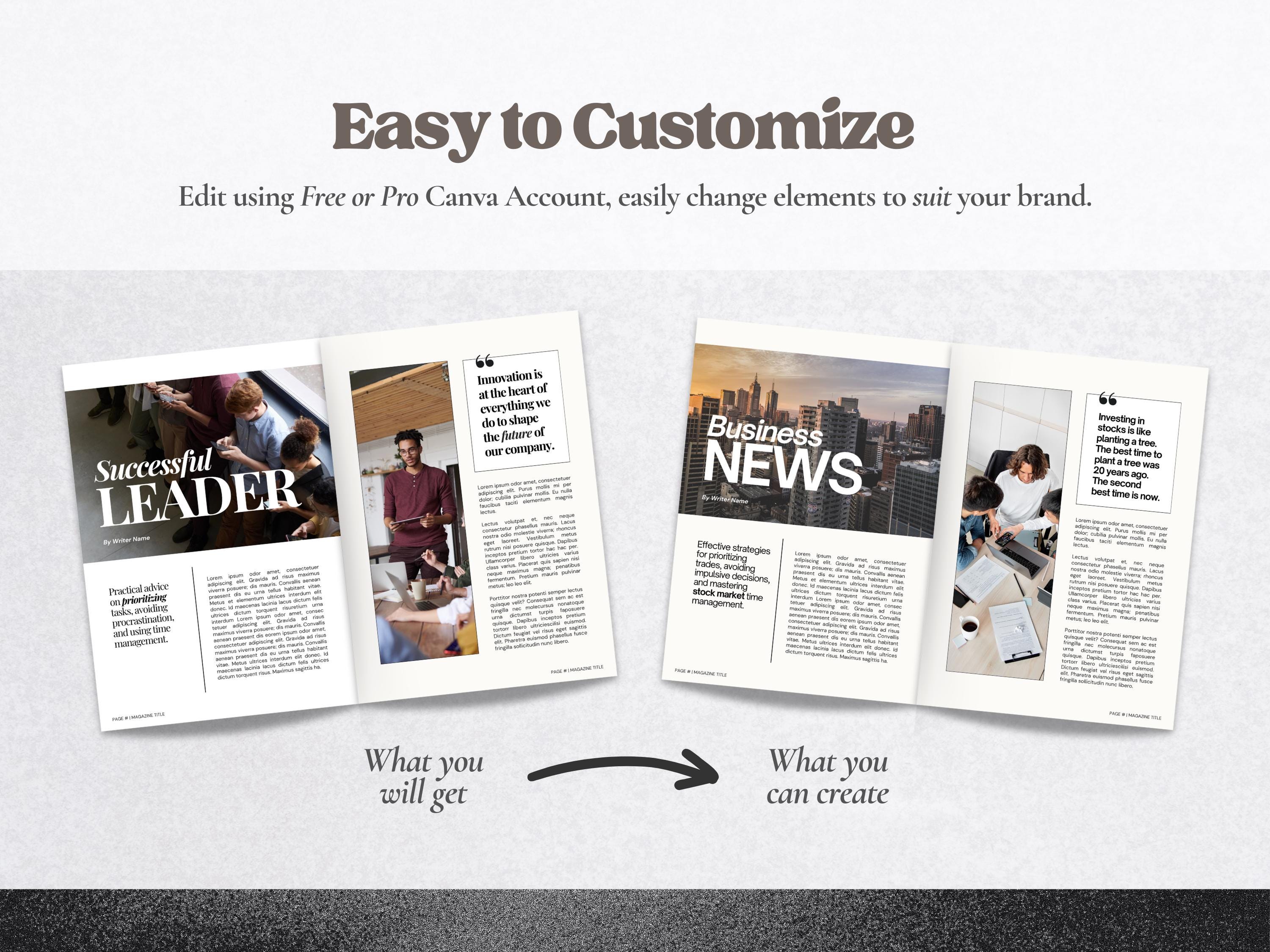 Business Magazine Template Canva | Editable Magazine for Business ...
