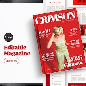 Red Magazine Editorial Layout Design | Fashion Cover Magazine Canva ...