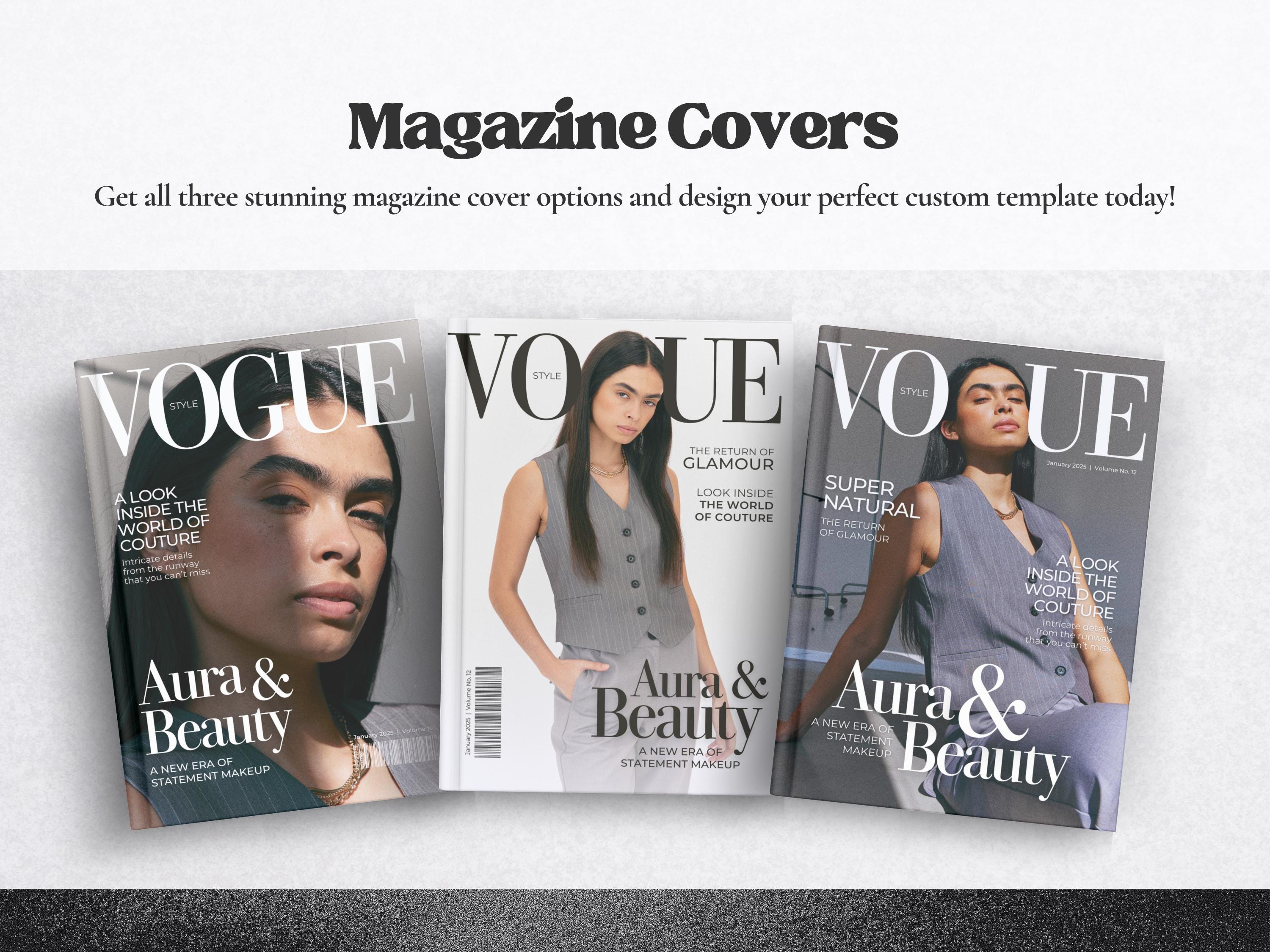 Vogue Magazine Template Canva | Customizable Magazine Cover Design ...