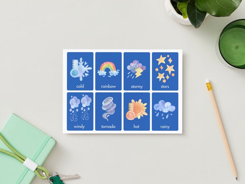 Weather Montessori Cards | Montessori Flashcards | Pre-school Cards ...