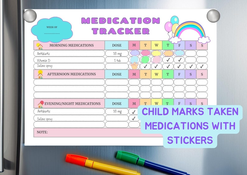 Kids Medicine Tracker, Customizable Kids Medication Sticker Chart for ...