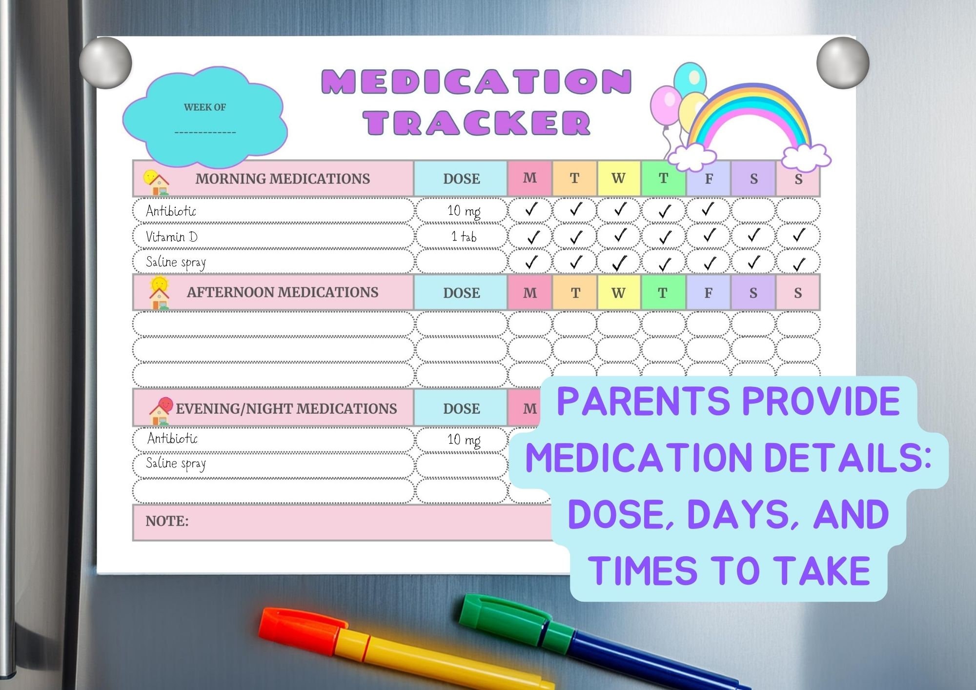 Kids Medicine Tracker, Customizable Kids Medication Sticker Chart for ...