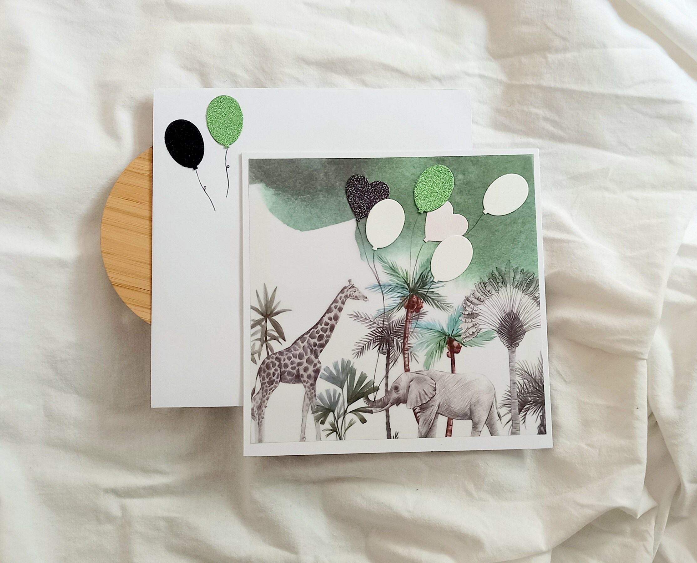 Jungle Birthday Card, Congratulations Card, Handmade Card, Balloons ...